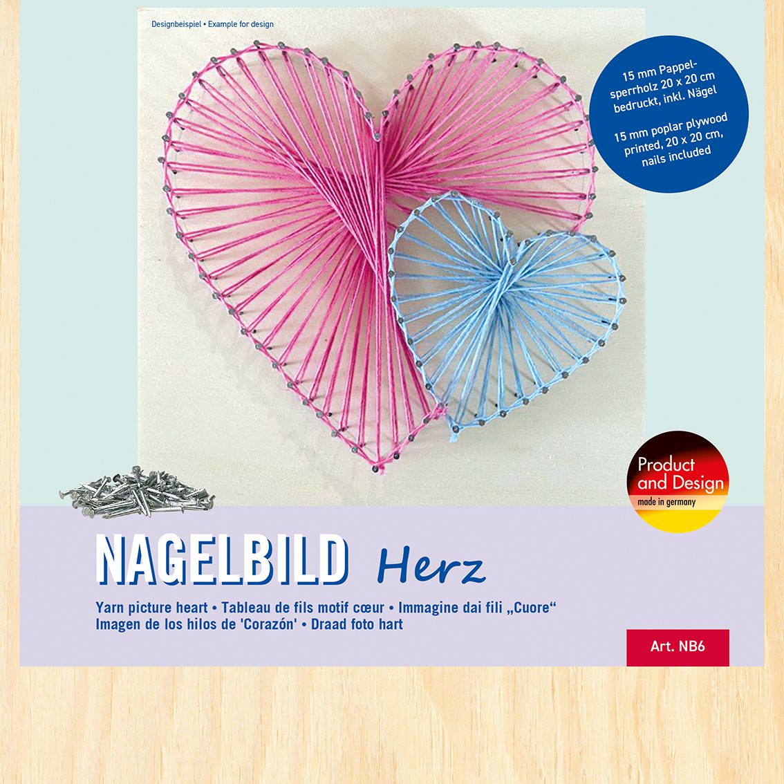 Nagelbild, Fadenbild, Fadenspannbild, String Art mit Motiv Herz | Peter ...