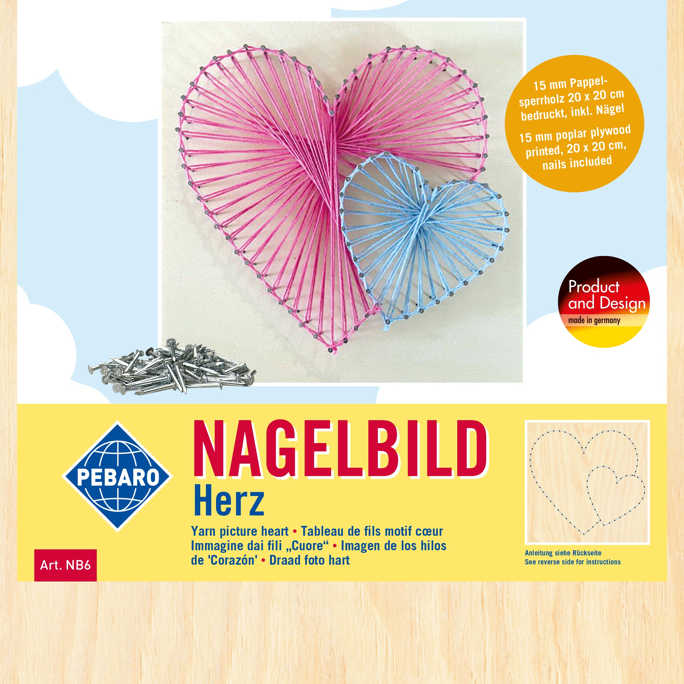 Nagelbild, Fadenbild, Fadenspannbild, String Art mit Motiv Herz | Peter ...